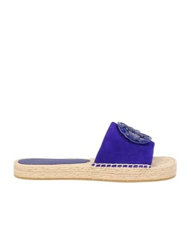 Tory Burch Suede Espadrille Slides With Appliqués - Nude