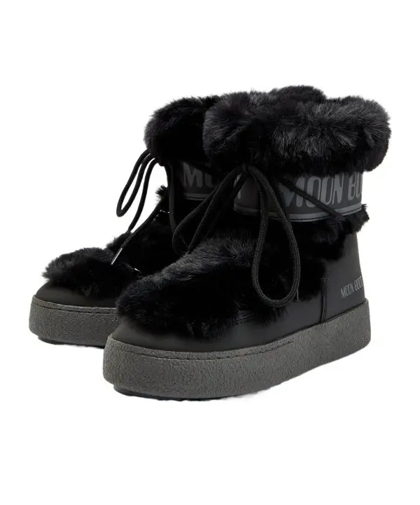 Moon Boot Faux Fur Waterproof Lace-up Snow Boots