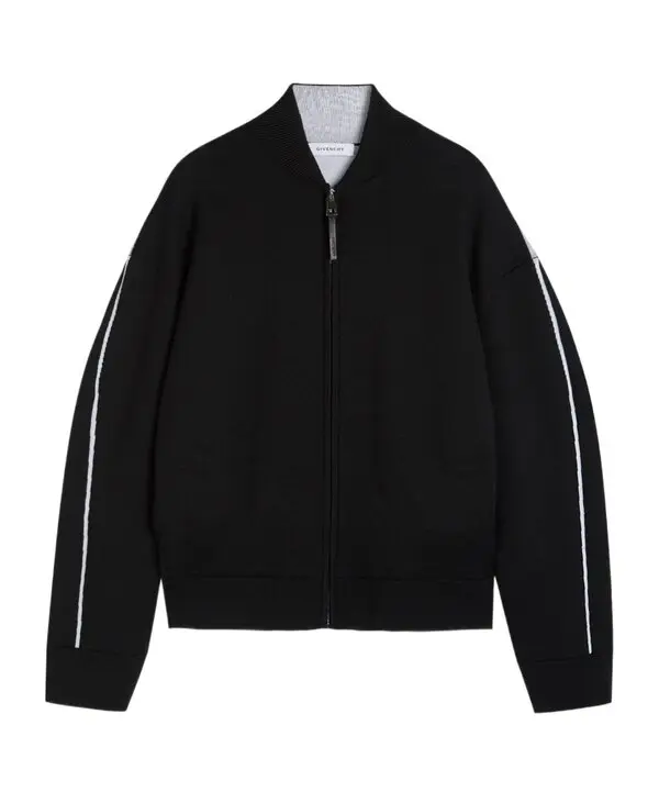 Givenchy Couture Logo-intarsia Wool-blend Cardigan - Black