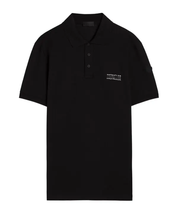 Moncler Logo-print Cotton Polo Shirt - Black