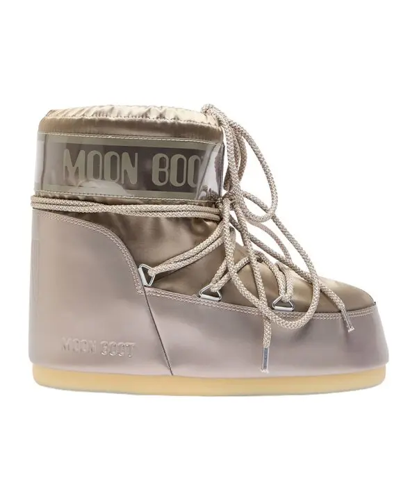 Moon Boot Icon Padded Metallic Satin Snow Boots - Nude