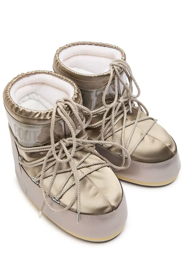 Moon Boot Icon Padded Metallic Satin Snow Boots - Nude