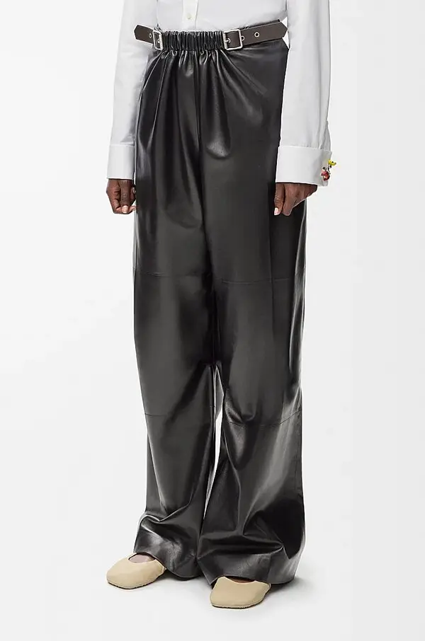 Loewe Nappa Leather Belted Trousers