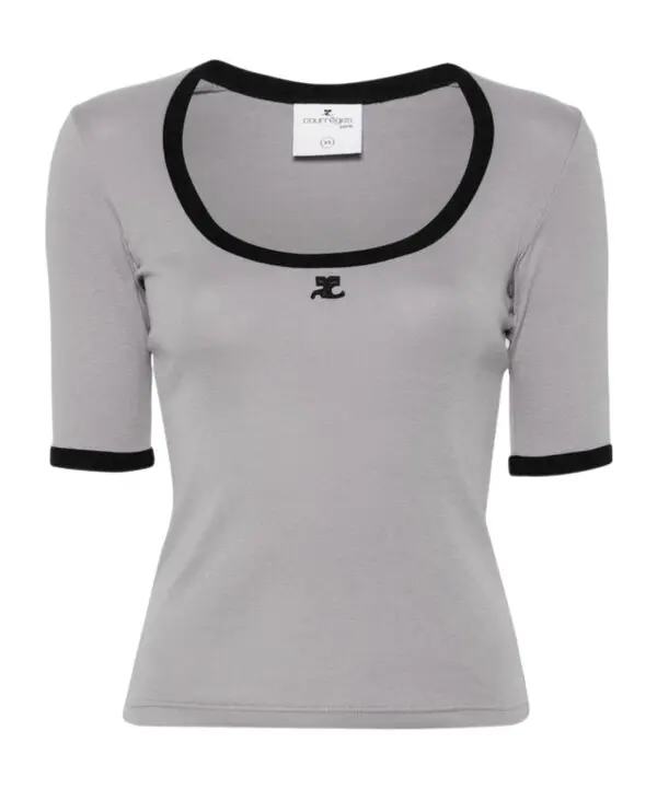 COURREGES Rib Knit T-shirt