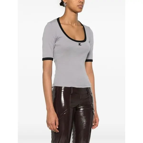COURREGES Rib Knit T-shirt
