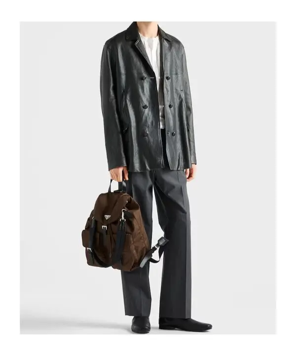 Prada Double-breasted Nappa Leather Caban Jacket