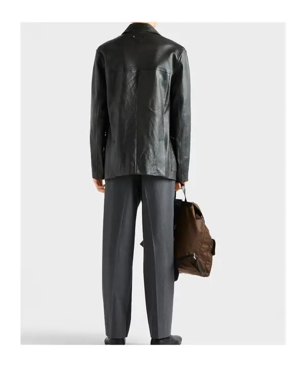 Prada Double-breasted Nappa Leather Caban Jacket