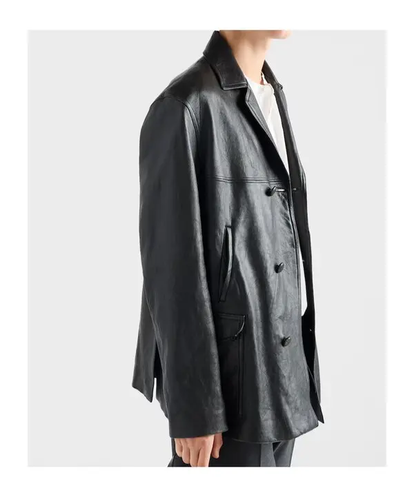 Prada Double-breasted Nappa Leather Caban Jacket