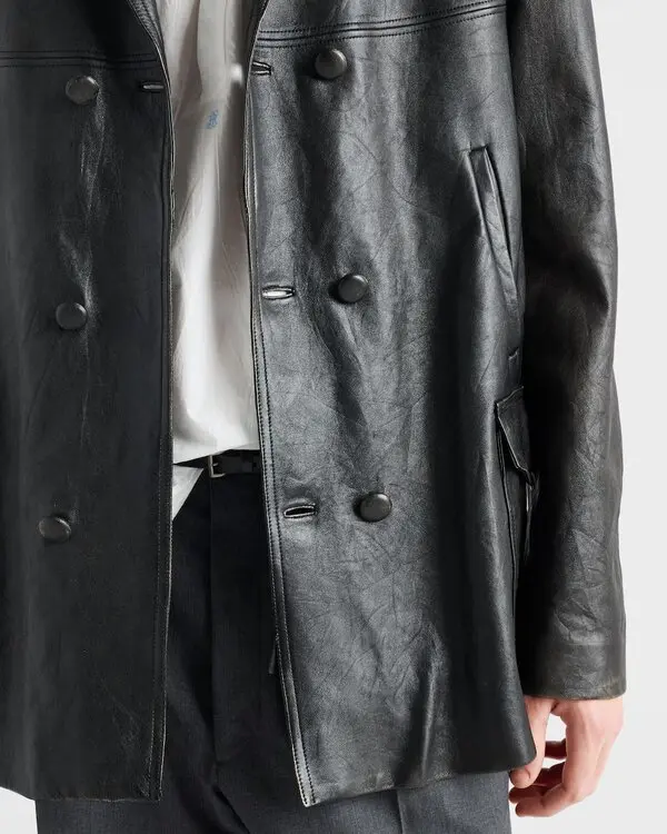 Prada Double-breasted Nappa Leather Caban Jacket