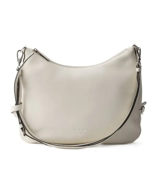 Prada Fold Large Leather Shoulder Bag - White