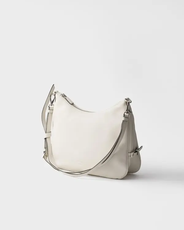 Prada Fold Large Leather Shoulder Bag - White