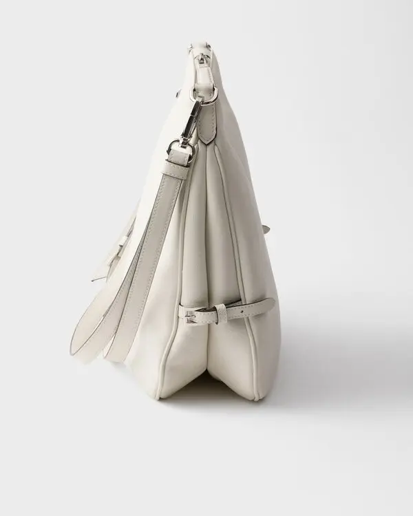 Prada Fold Large Leather Shoulder Bag - White