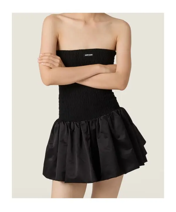 Miu Miu Strapless Ruched Mini Dress