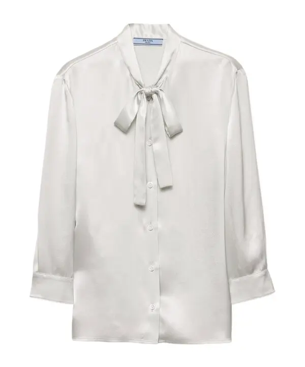 Prada Satin Crepe Shirt With Shawl Collar