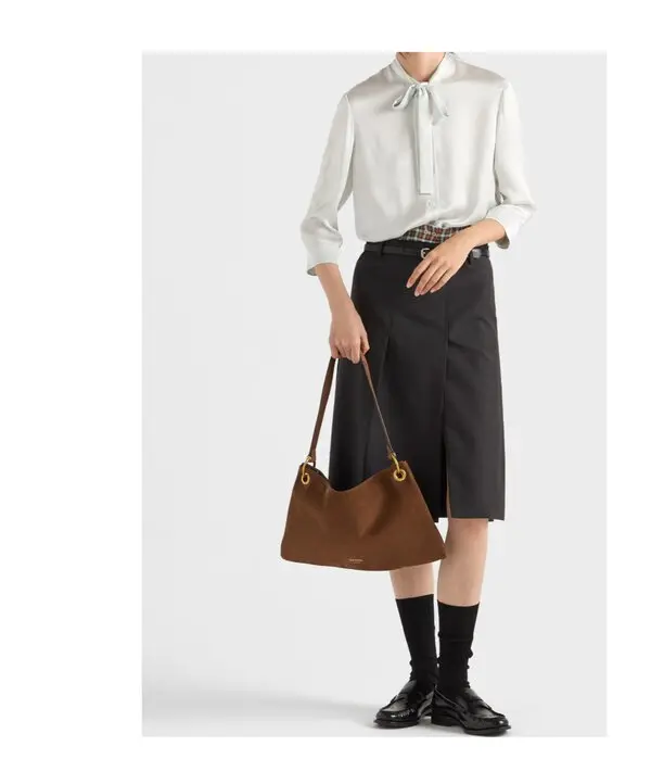 Prada Satin Crepe Shirt With Shawl Collar
