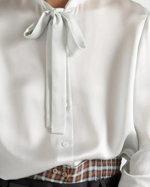 Prada Satin Crepe Shirt With Shawl Collar