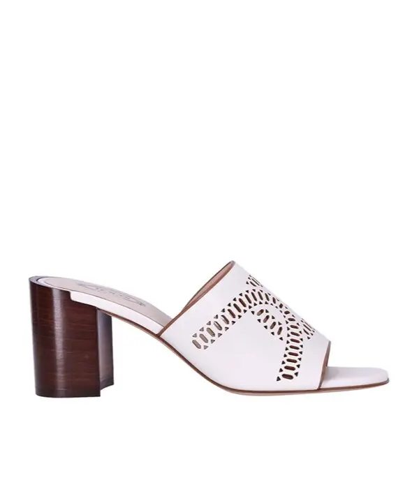 TOD'S Block Heel Slip-on Sandals - White