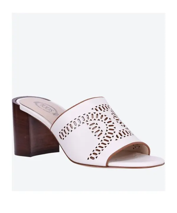 TOD'S Block Heel Slip-on Sandals - White