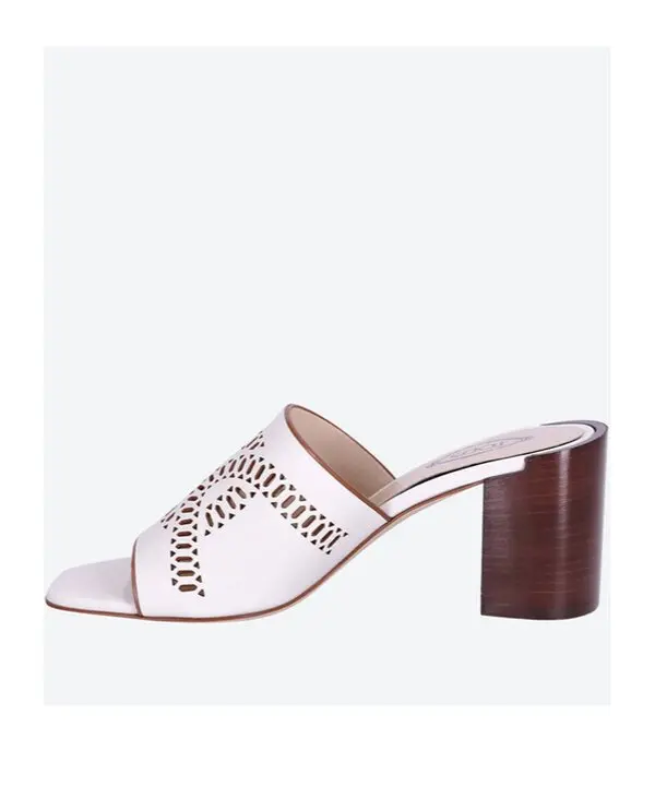 TOD'S Block Heel Slip-on Sandals - White