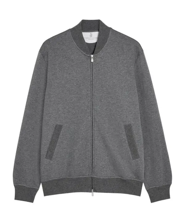 Brunello Cucinelli Zip-through Cotton-blend Sweatshirt