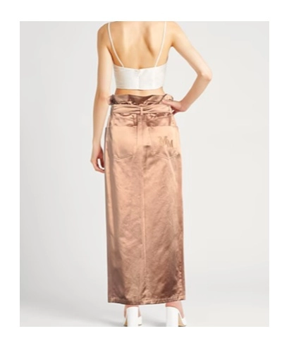 Max Mara Satin Maxi Skirt With Belted Waist