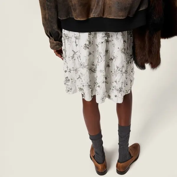 Miu Miu Embroidered Duchesse Skirt