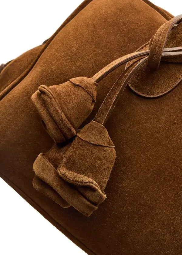 Magda Butrym Brigitte Suede Handbag With Flower Charm - Light Brown