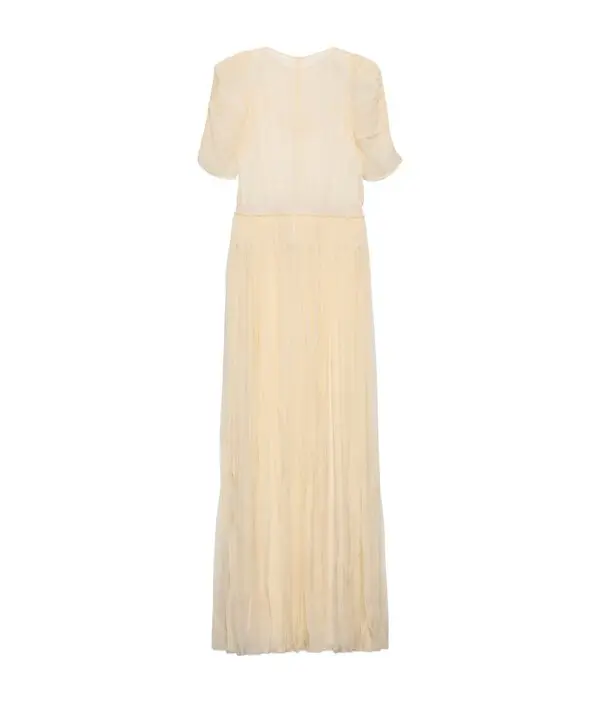 Prada Long Silk Chiffon Dress - Cream