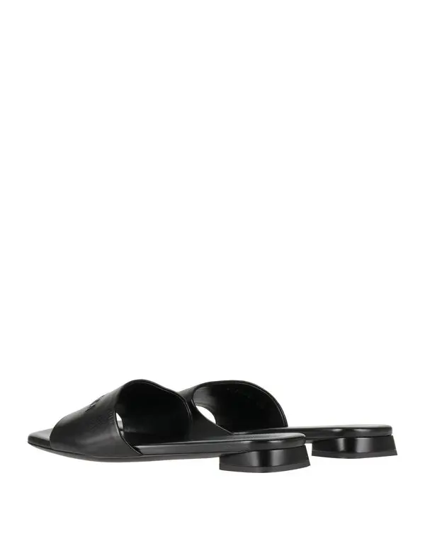 Balenciaga Logo Embossed Leather Flat Slippers