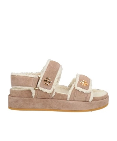 Tory Burch Suede Platform Sandals With Logo Detail
