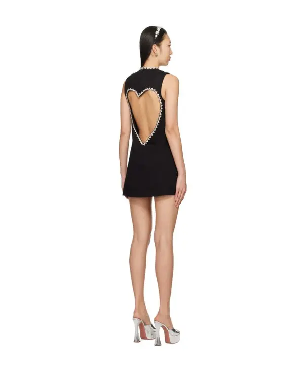 AREA Heart Embellished Sleeveless Mini Dress