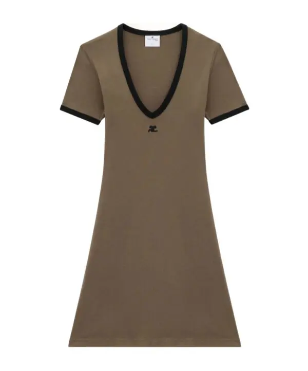 COURREGES Courrèges Contrast V-neck Mini Dress