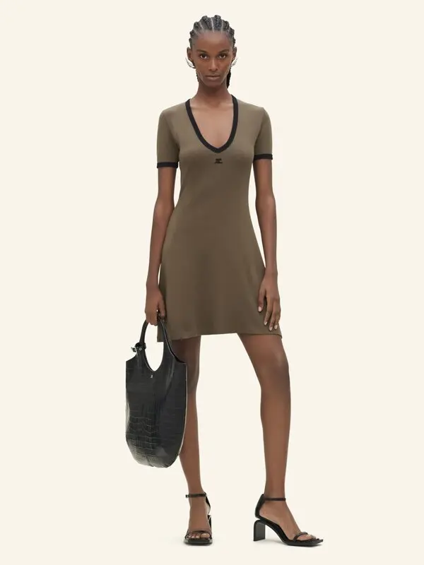 COURREGES Courrèges Contrast V-neck Mini Dress
