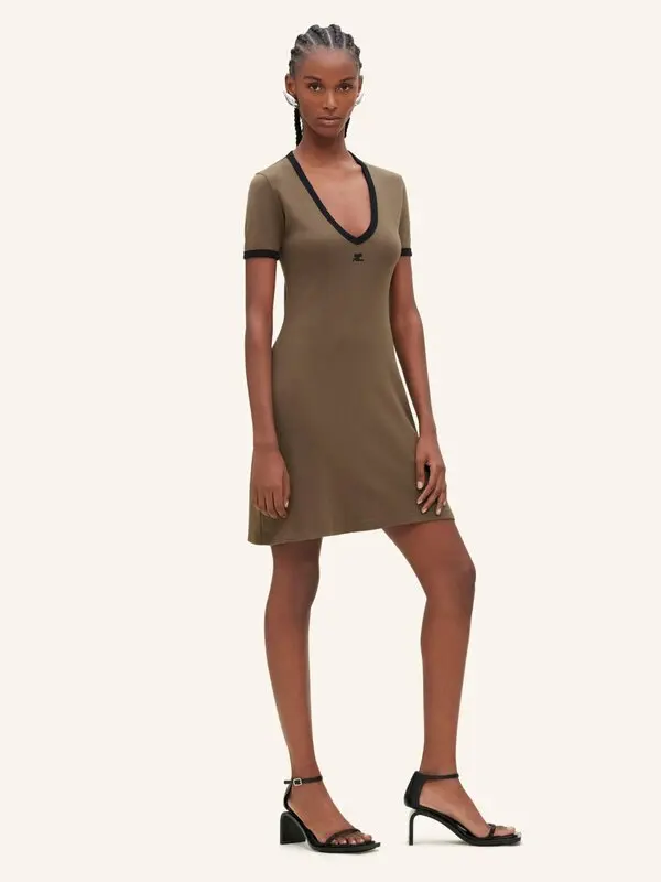 COURREGES Courrèges Contrast V-neck Mini Dress