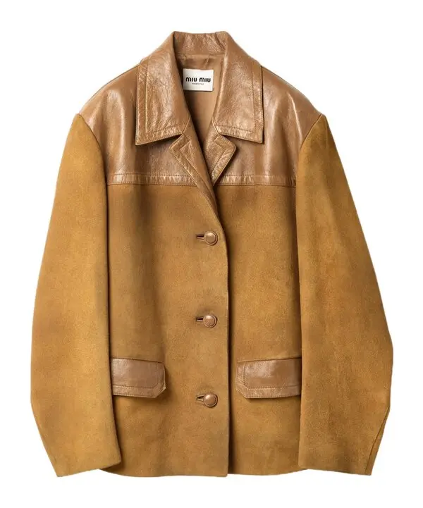 Miu Miu Suede And Leather Paneled Jacket