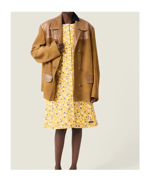 Miu Miu Suede And Leather Paneled Jacket
