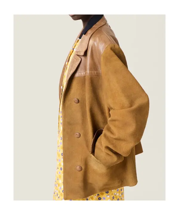 Miu Miu Suede And Leather Paneled Jacket