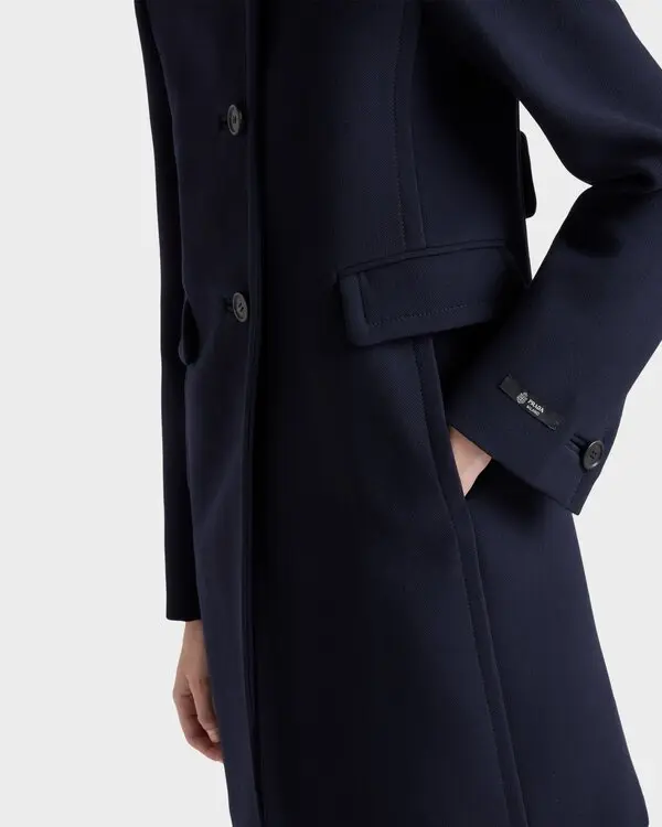Prada Single-breasted Natté Fabric Coat With Detachable Velvet Collar