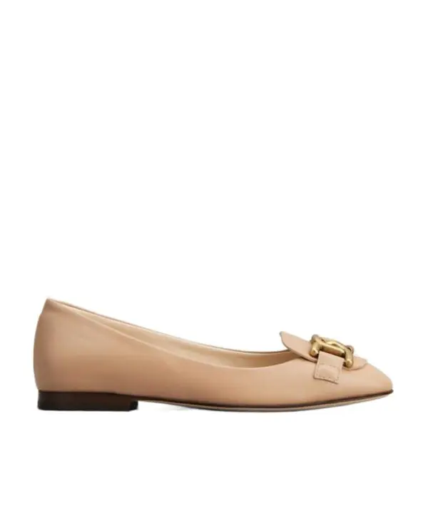 TOD'S Kate Ballet Flats With Metal Chain Buckle