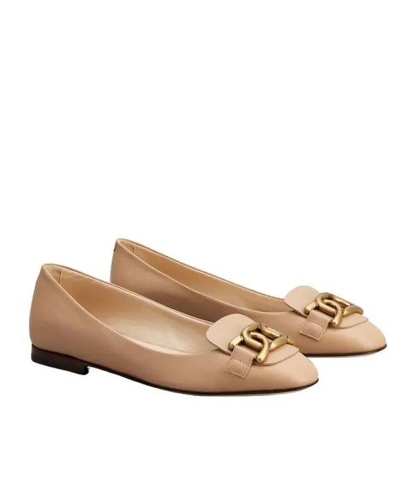 TOD'S Kate Ballet Flats With Metal Chain Buckle