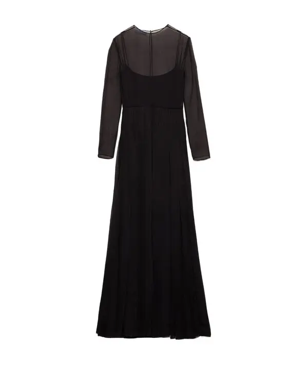Prada Long Silk Chiffon Dress - Black
