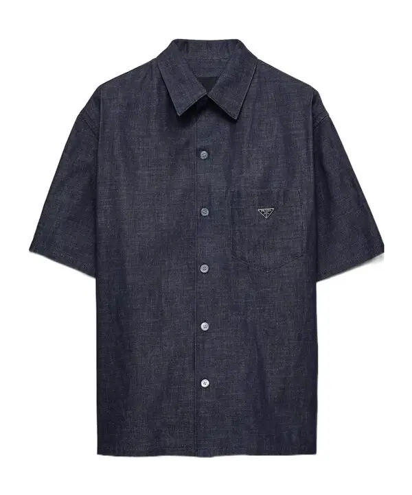 Prada Short-sleeved Chambray Denim Shirt