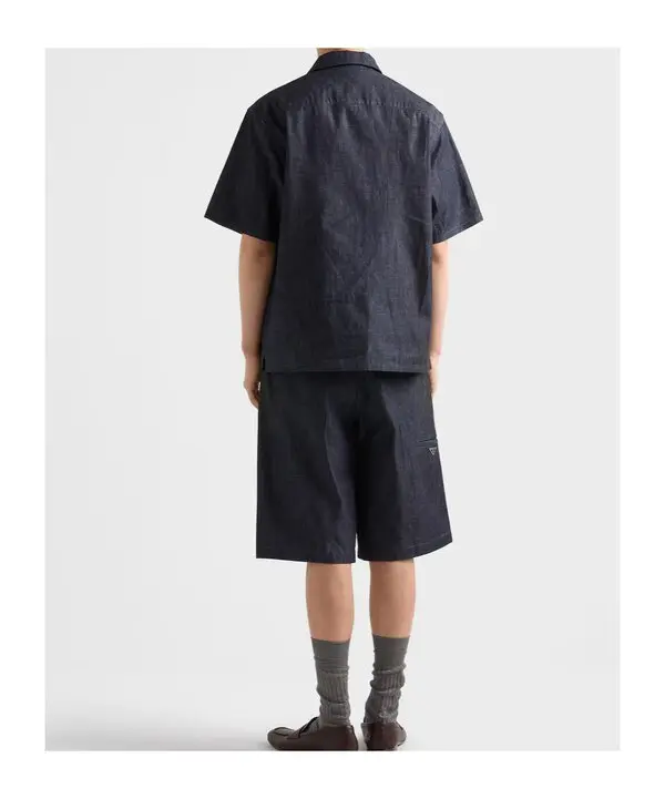 Prada Short-sleeved Chambray Denim Shirt