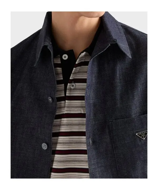 Prada Short-sleeved Chambray Denim Shirt