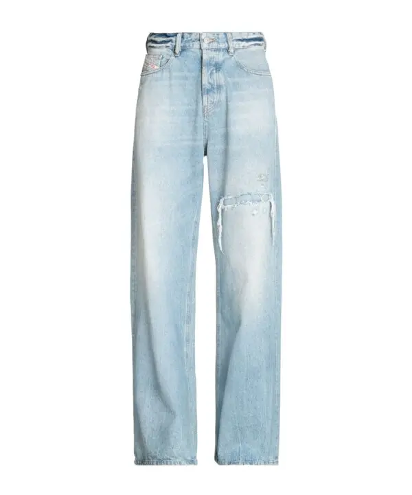DIESEL® Comfortable Stylish Washed Ripped Mid-rise Straight-leg Jeans