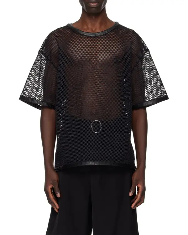 JIL SANDER Perforated Leather Trim Crewneck T-shirt