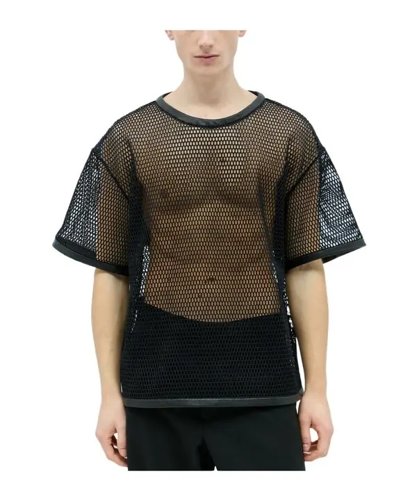 JIL SANDER Perforated Leather Trim Crewneck T-shirt