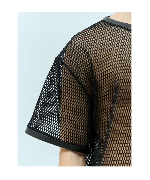 JIL SANDER Perforated Leather Trim Crewneck T-shirt