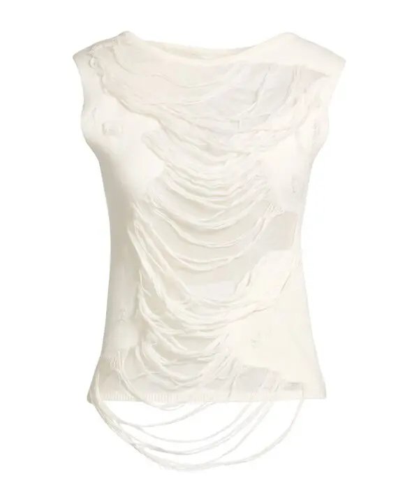 MAISON MARGIELA Sleeveless Scoop Neck Top With Distressed Detailing