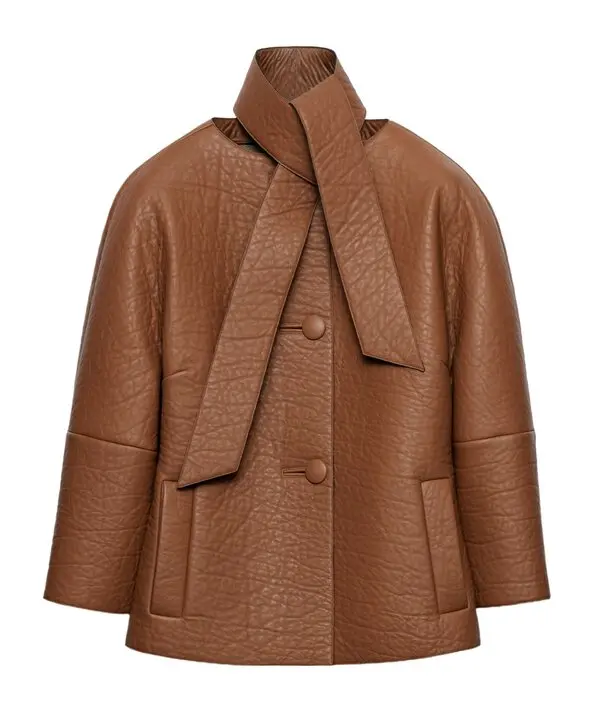 Prada Nappa Leather Jacket With Detachable Scarf